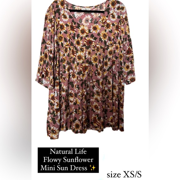 NATURAL LIFE | Dresses | Natural Life Flowy Sunflower Mini Dress | Poshmark
